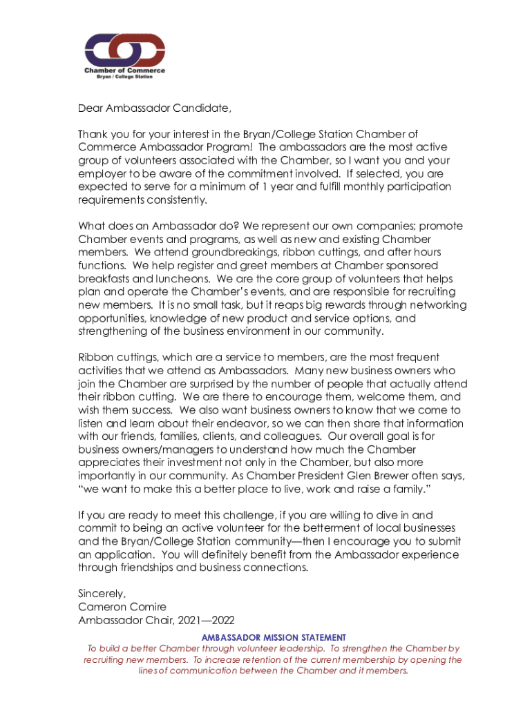 Fillable Online Thank You to Brand Ambassador: 6 Letters and Emails ...