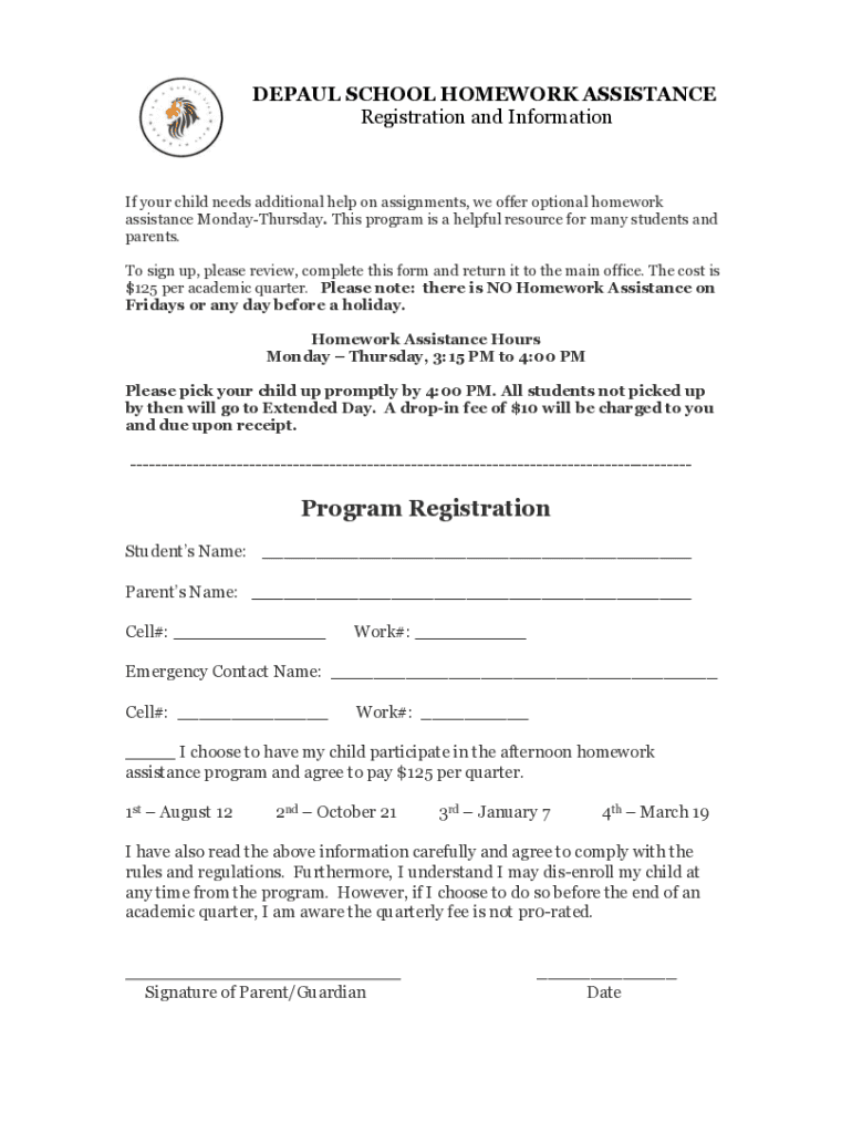 Fillable Online Homework Assistance Form Fax Email Print - pdfFiller