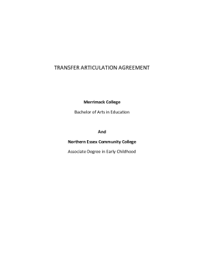 Fillable Online TRANSFER ARTICULATION AGREEMENT Fax Email Print - pdfFiller