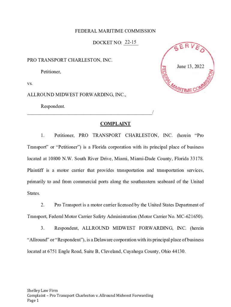 Fillable Online www2 fmc Home - Federal Maritime Commission - Federal ...