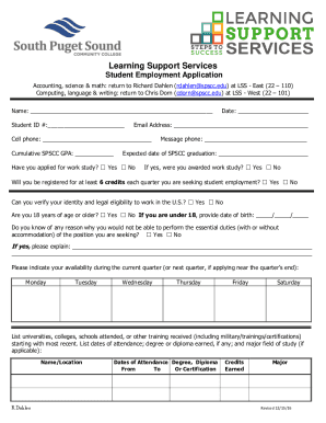 Fillable Online Learning Support Services - Student Employment ...