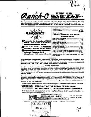 Fillable Online U.S. EPA, Pesticide Product Label, RANCH-O-BAR FLY #2 ...