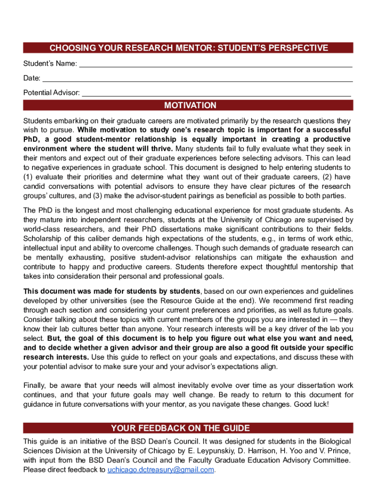 Fillable Online Advising Guide for Research Students : Graduate ...