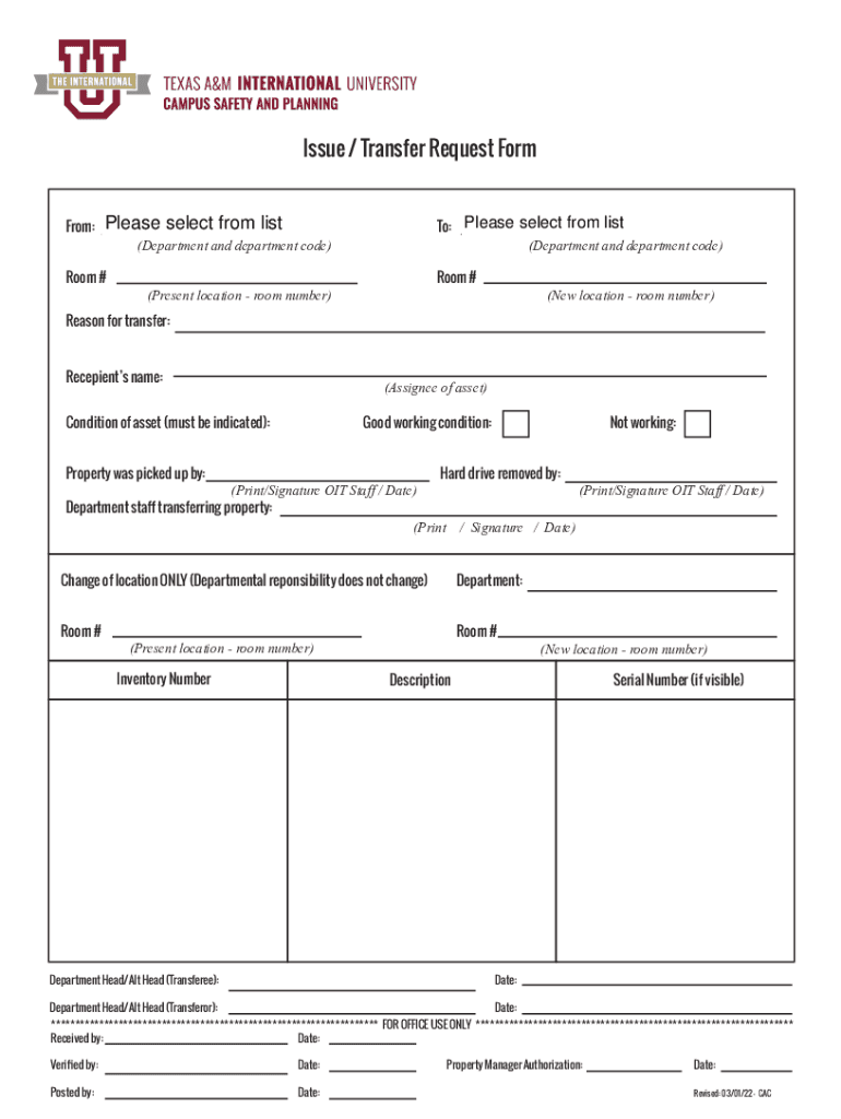 Fillable Online Issue Transfer Request Form Fax Email Print - pdfFiller