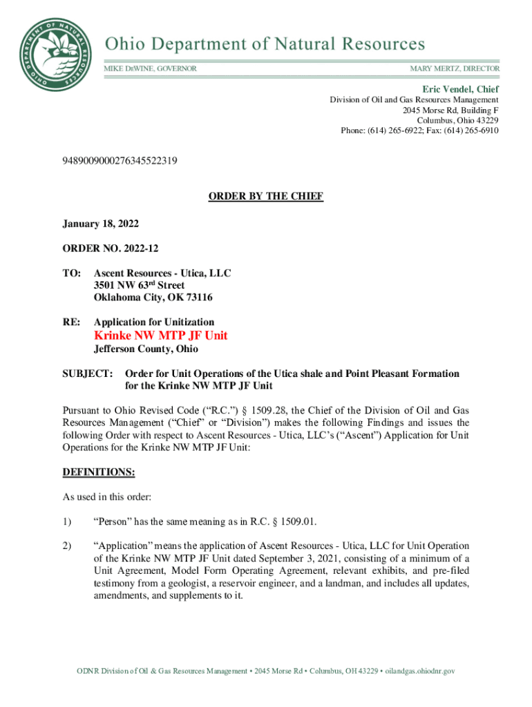 Fillable Online Eric Vendel , Chief Division of Oil and Gas Resources ...