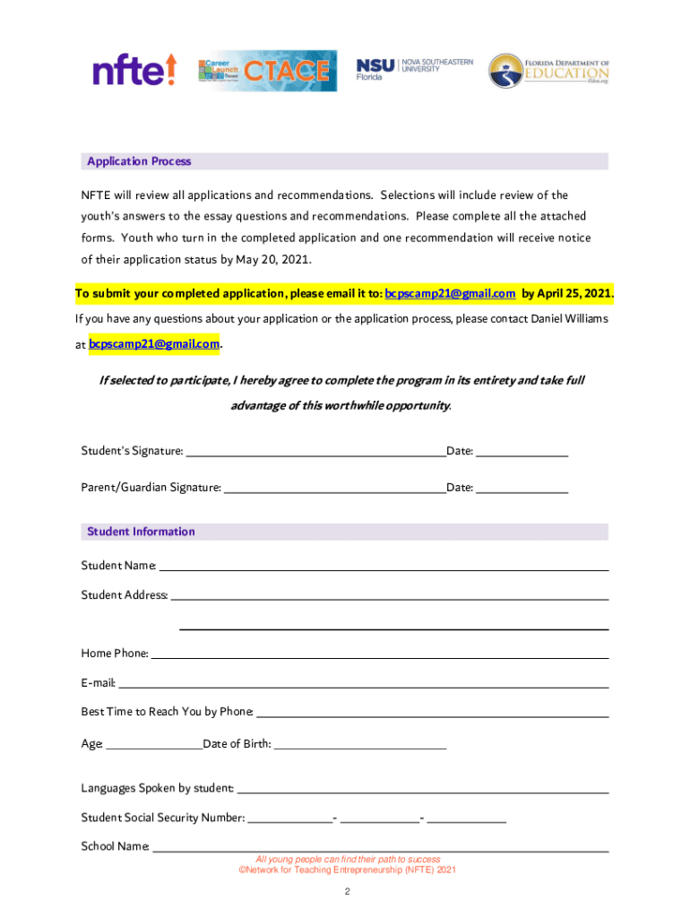 Fillable Online Pathway ProgramsNFTE - Network For Teaching ...