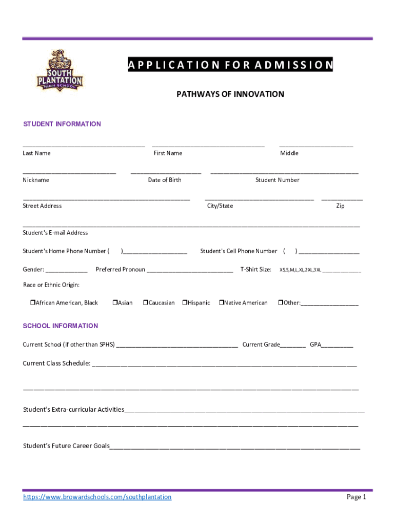 Fillable Online Pathway Student Admission Information Form ...