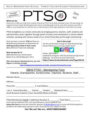 Fillable Online SBHS PTSO - Membership Form Fax Email Print - pdfFiller