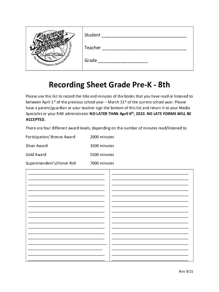 Fillable Online Grade Recording Sheet Teaching ResourcesTeachers Pay ...