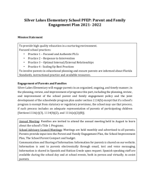 Fillable Online Silver Lakes Elementary School PFEP: Parent and Family ...
