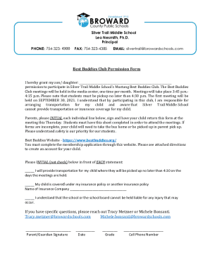 Fillable Online Best Buddies Club Permission Form Fax Email Print ...