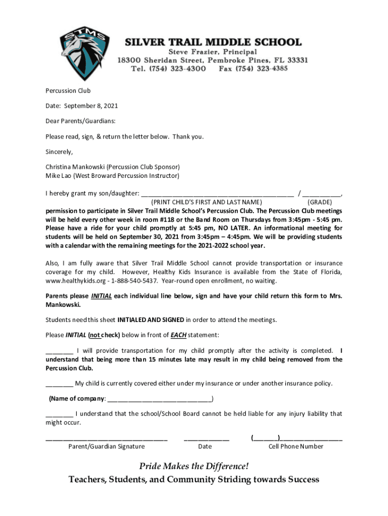 Fillable Online Letter to parents/guardians: Return to in-person ...