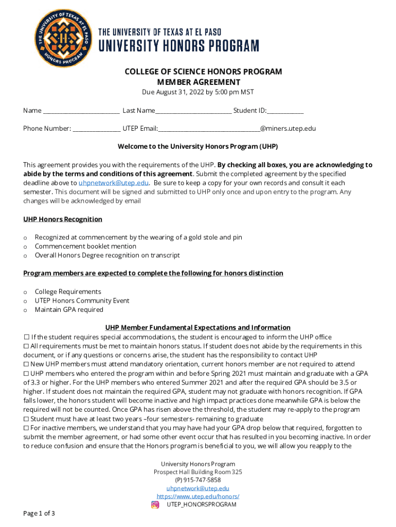 Fillable Online UWMadison - L&S Honors ProgramCollege of LettersHonors ProgramHonors ...