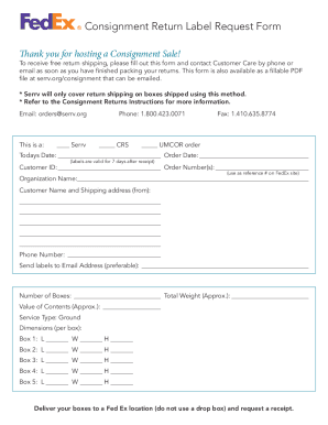 Fillable Online Consignment Return Label Request Form - Serrv - Fill ...