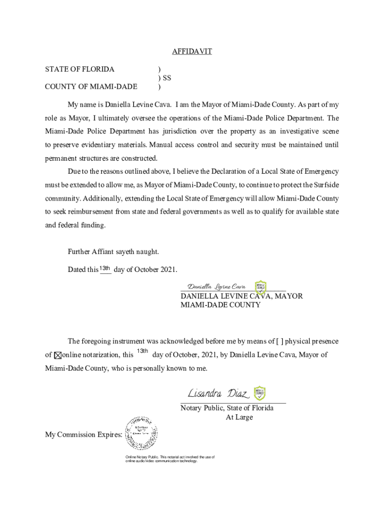 Fillable Online AFFIDAVIT STATE OF FLORIDA ) COUNTY OF MIAMI-DADE ) Fax ...