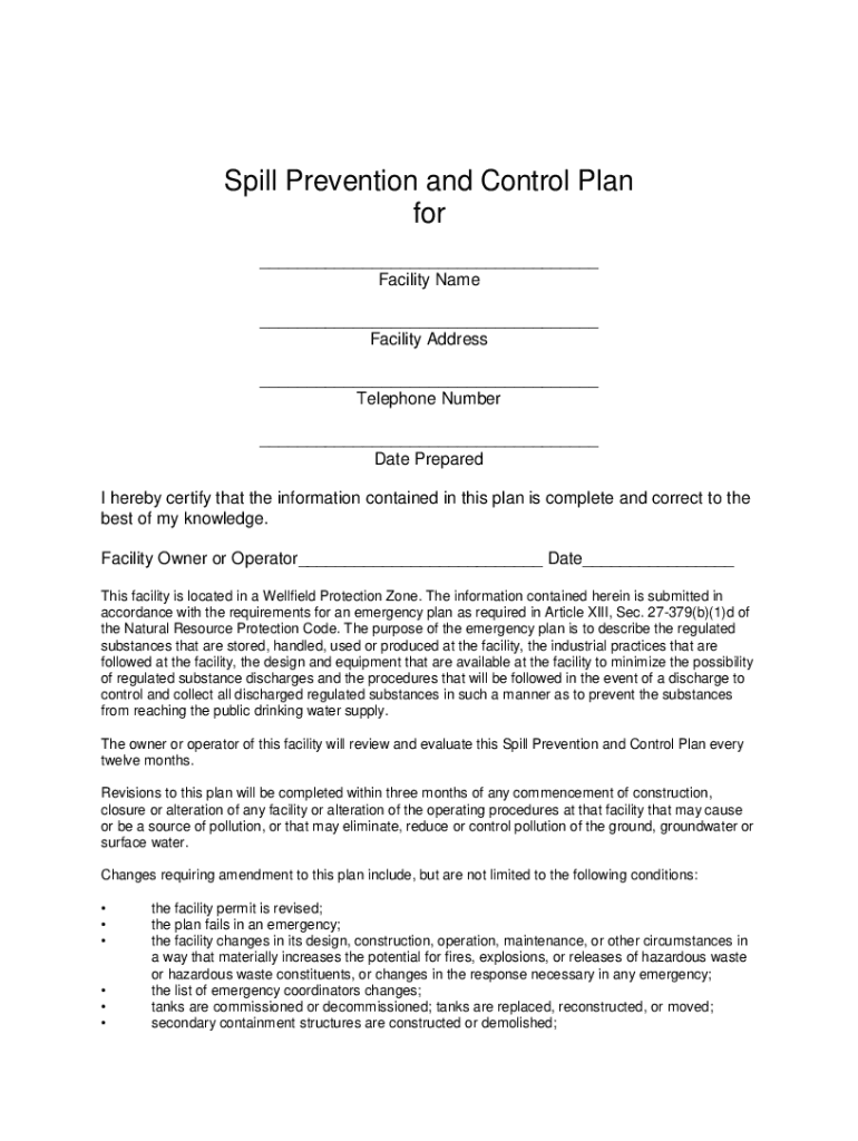 Fillable Online Spill Prevention and Control Plan for - Broward County ...