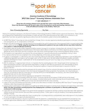 Fillable Online SPOT Skin Cancer Screening Program - American Academy ...