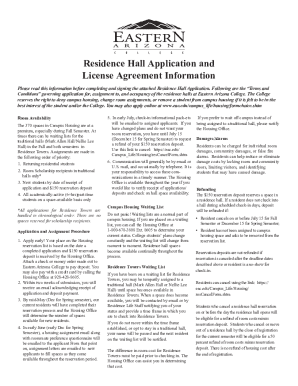 Fillable Online Residence Hall Application and License Agreement Information Fax Email Print ...