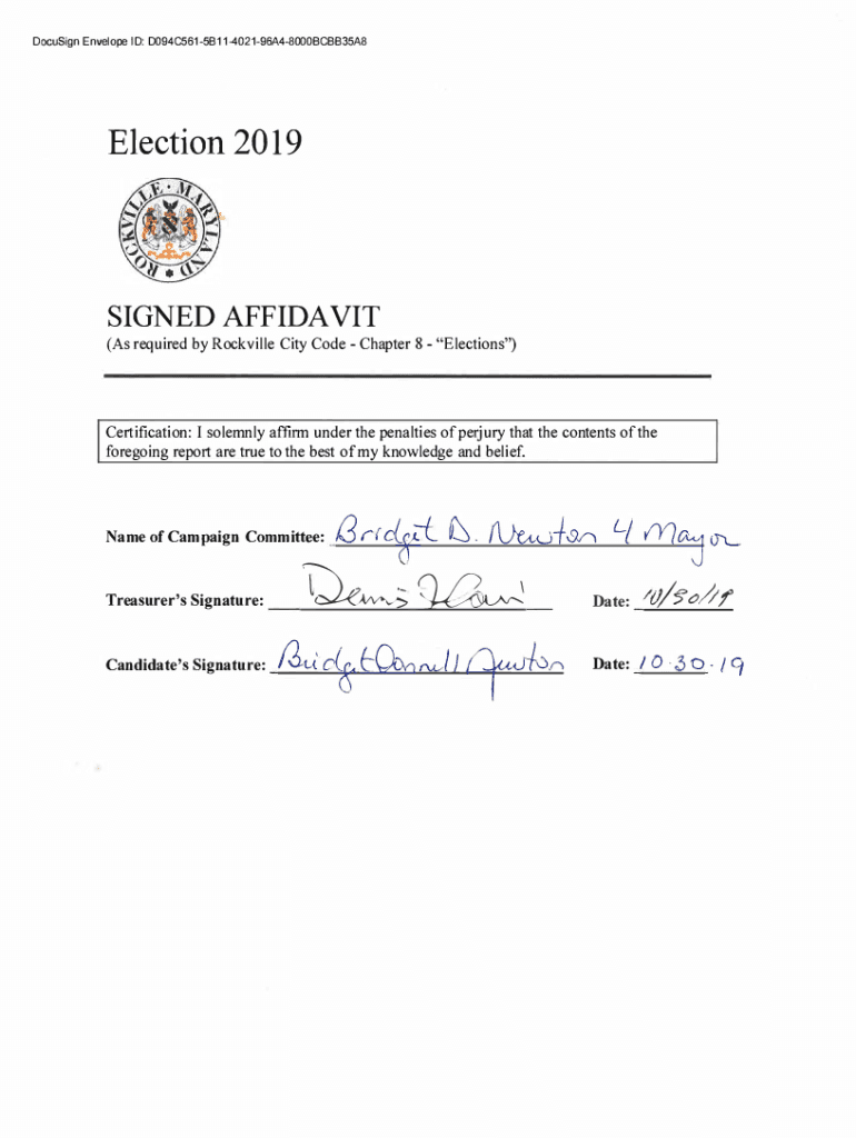 Fillable Online SIGNED AFFIDAVIT - Rockville, MD Fax Email Print - pdfFiller