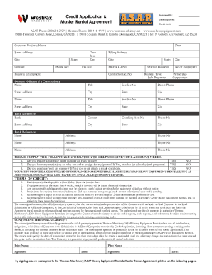 Fillable Online Credit Application & Approved By: Master Rental ...