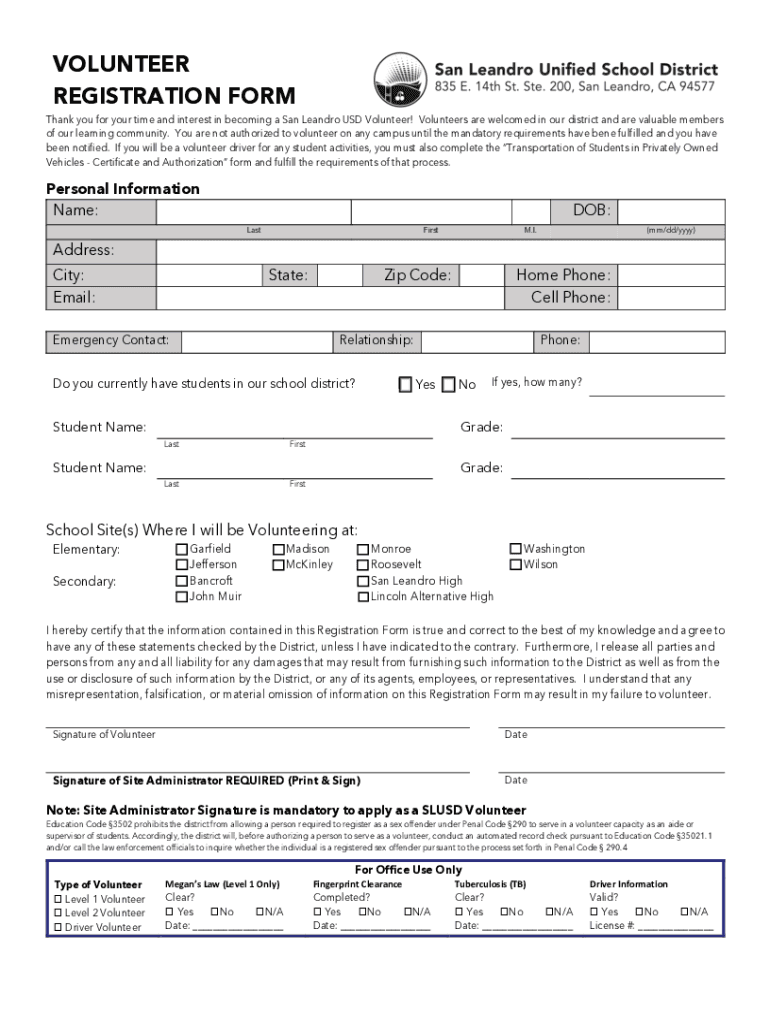 Fillable Online Volunteer Candidate Registration Form ...