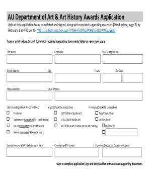 Fillable Online cla.auburn.eduartassetsAU Department of Art & Art History Awards Application Fax ...