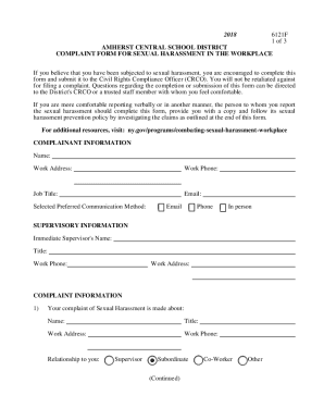 Fillable Online Sexual Harassment Complaint Form Fax Email Print ...