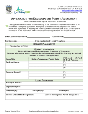 Fillable Online Town of Carleton Place, 175 Bridge St, Carleton Place ...