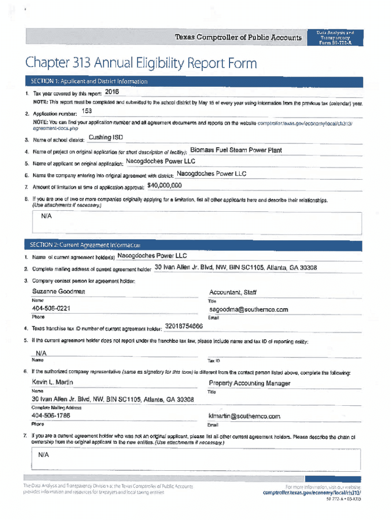 Fillable Online assets.comptroller.texas.gov ch313 153Chapter 313 ...