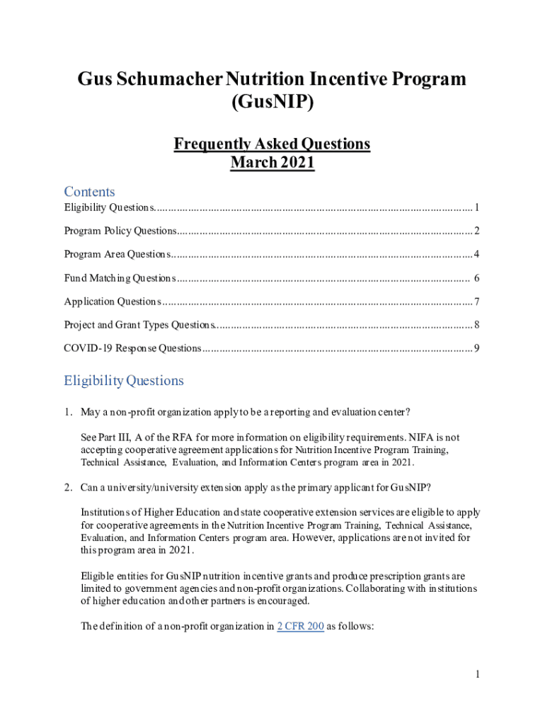 Fillable Online The GusNIP - Nutrition Incentive ProgramNational ...
