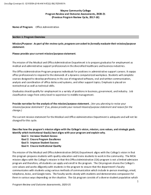 Fillable Online Program Review and Outcome Assessments, 2019-20 (Previous Program ... Fax Email ...