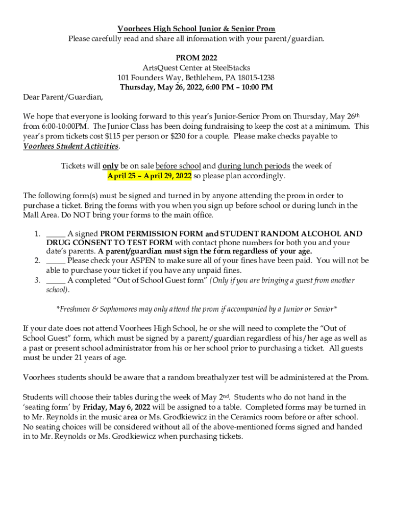 Fillable Online Voorhees junior-senior prom is tonightShare your photos ...