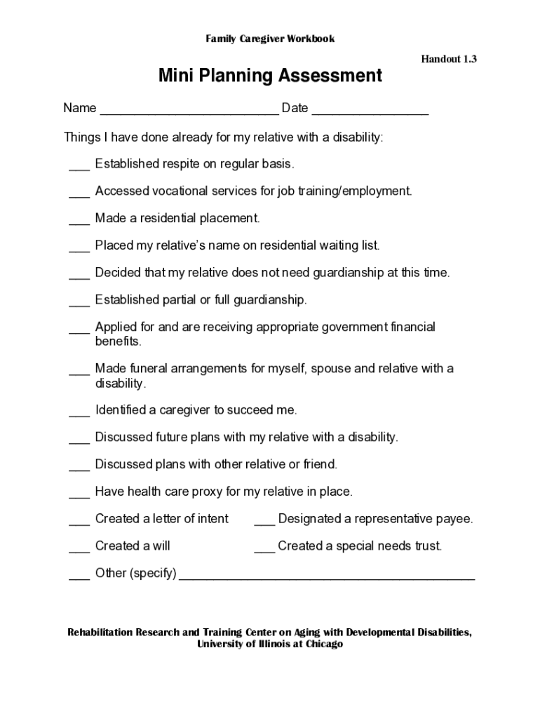 Fillable Online Caregiver's Workbook: Checklists and Worksheets for Family Caregivers ... Fax ...