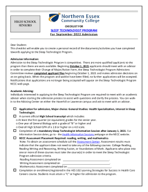 Fillable Online College Application Checklist for High School Seniors ...