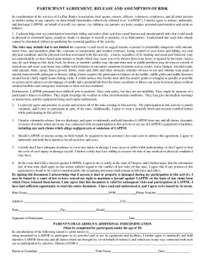 Fillable Online PARTICIPANT AGREEMENT, RELEASE AND ASSUMPTION OF RISK - Smartwaiver Fax Email ...