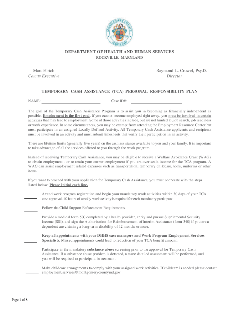 Fillable Online Marc Elrich County Executive Raymond L. Crowel, Psy.D. Director Fax Email Print ...