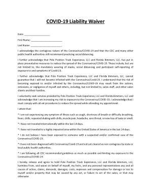 Fillable Online COVID-19 Liability Waiver Fax Email Print - pdfFiller