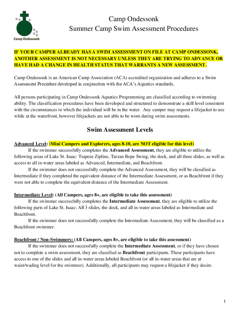 Fillable Online Camp OndessonkSummer Camp - Camp OndessonkCamp OndessonkSummer Camp - Camp ...