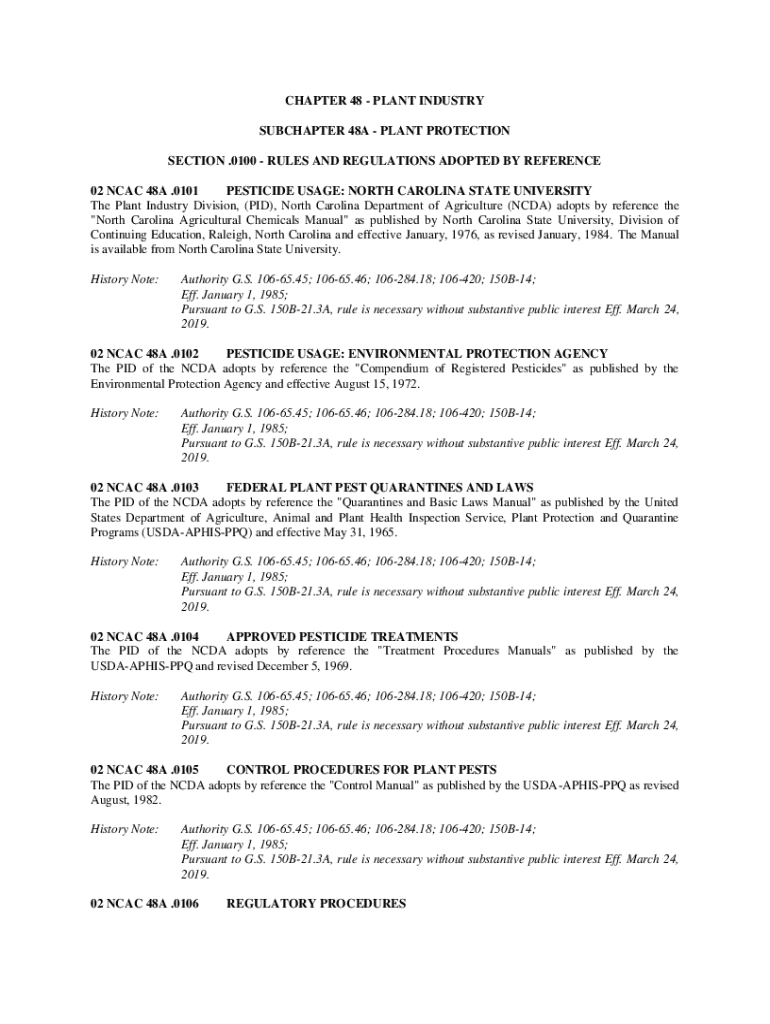 Fillable Online ncrules state nc RULES AND REGULATIONS ADOPTED BY ...