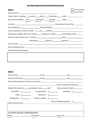 Fillable Online Council Activities Proposal Form Fax Email Print - pdfFiller