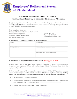 Fillable Online Continuing Statement of Disability Enclosures 2022 ...