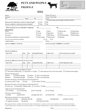 Fillable Online Fill - Free fillable DOG ADOPTION APPLICATION PDF ...