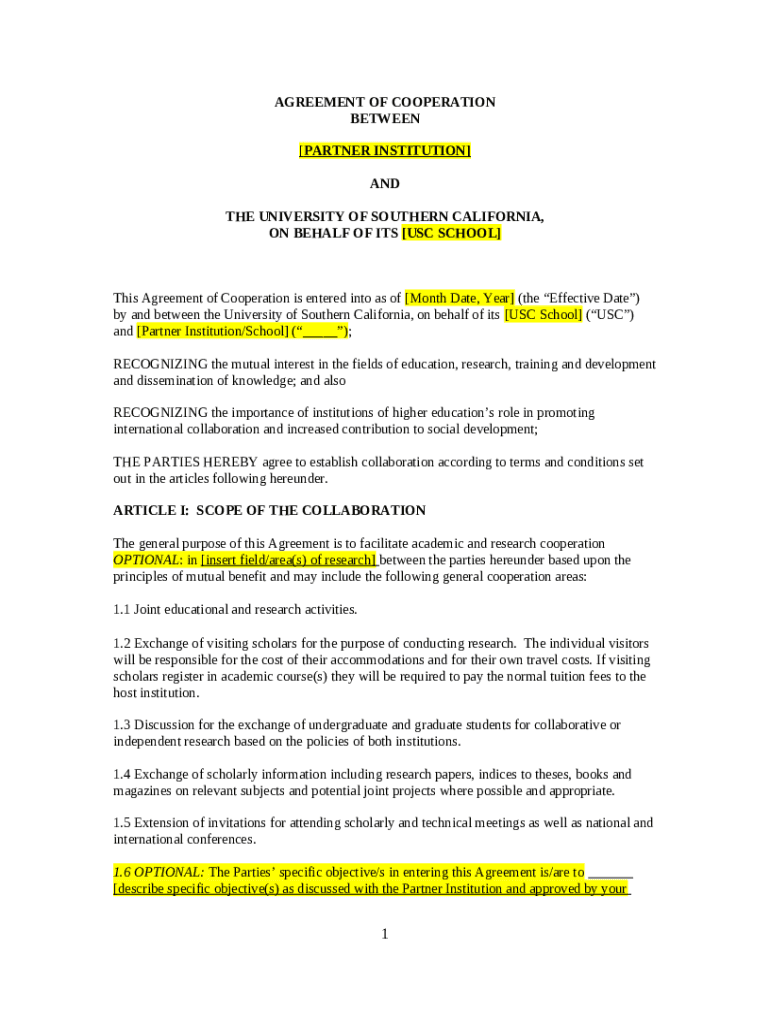 AGREEMENT OF COOPERATION BETWEEN UNIVERSITIESAssociation of ... - AALEP ...