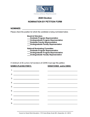 Fillable Online 2020 Election NOMINATION BY PETITION FORM NOMINEE Fax ...