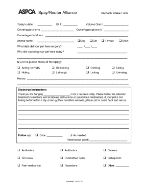 Fillable Online ASNA Recheck Intake Form - ASPCApro Fax Email Print ...