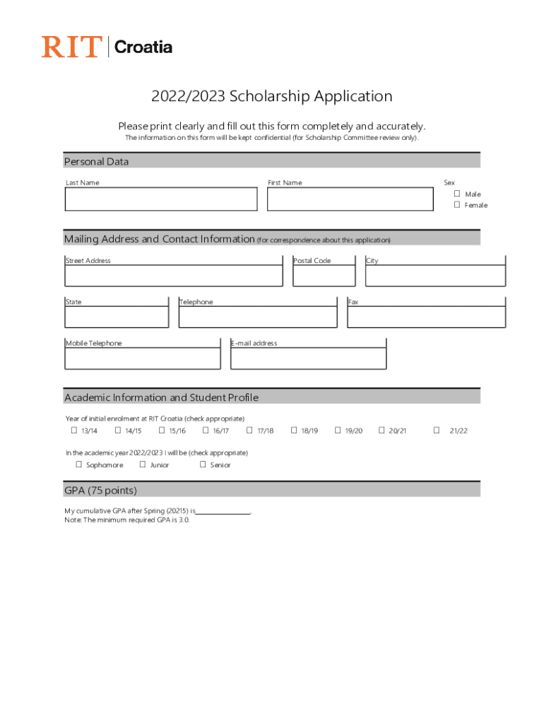 Fillable Online 2022-2023 UNDERGRADUATE Scholarship Application Form2022-2023 UNDERGRADUATE ...