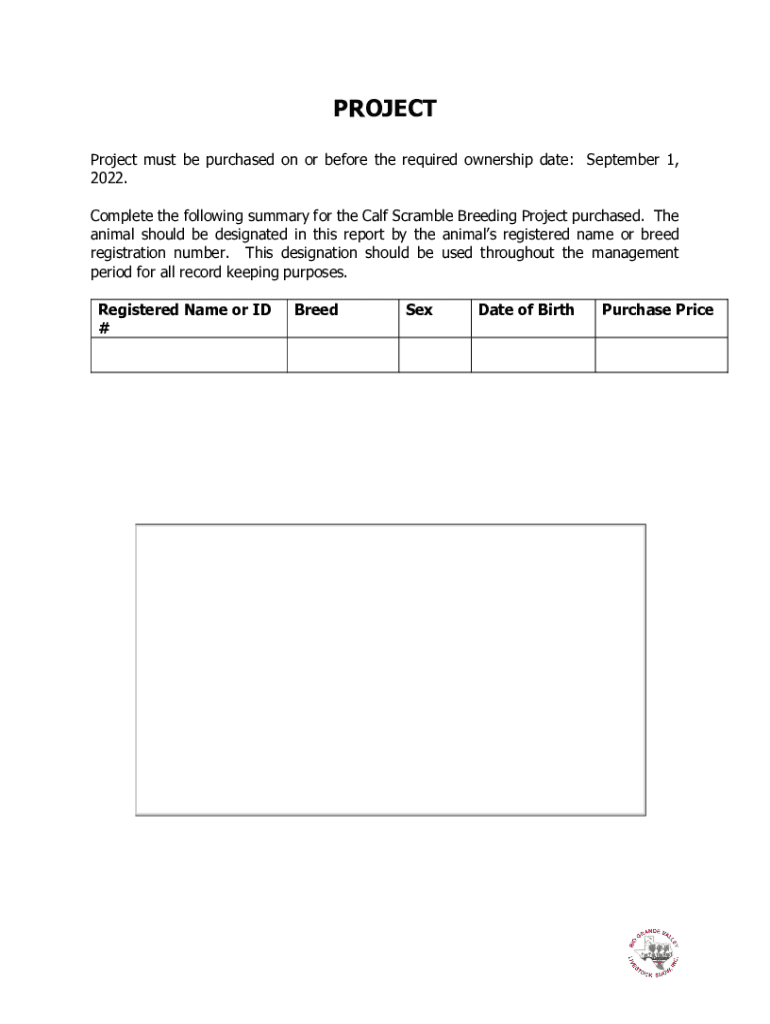 Fillable Online coloradocountyfair.org07CalfScrambleRecordBookCalf Scramble Record Book ...