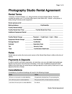 Fillable Online 24+ Studio Rental Agreement Templates in PDFFree24 ...
