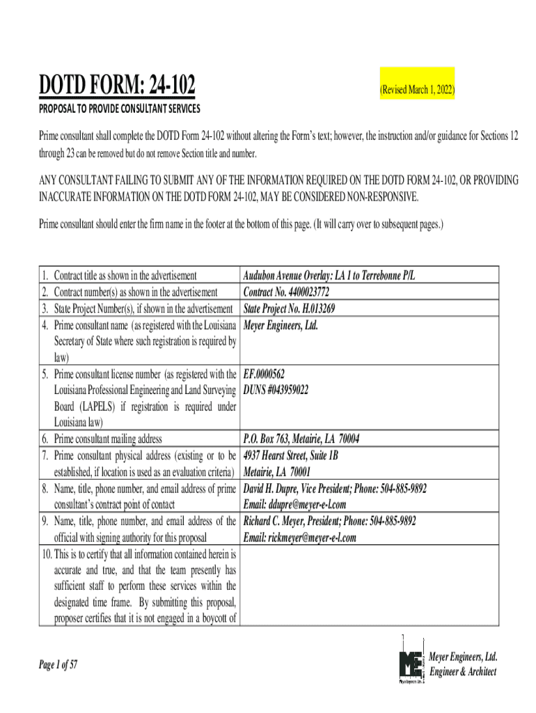 Fillable Online wwwsp.dotd.la.govInsideLaDOTDDivisionsDOTD FORM: 24-102 ...
