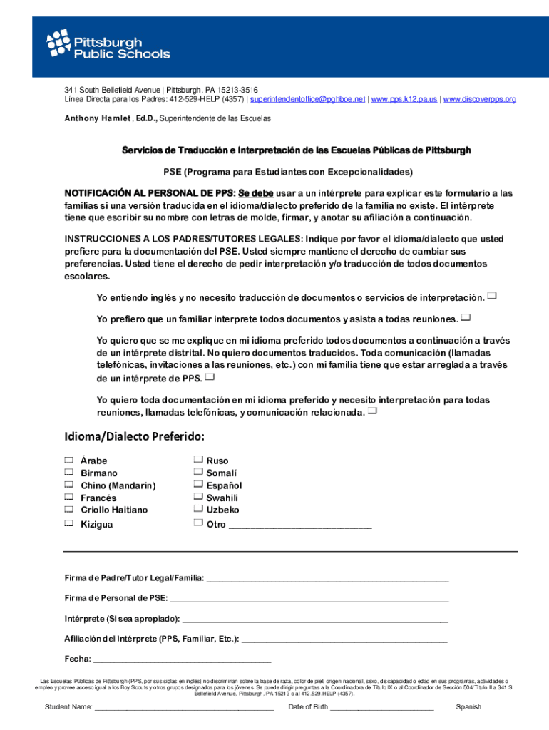 Fillable Online PSE Language Preference Form Spanish 2 Fax Email Print ...